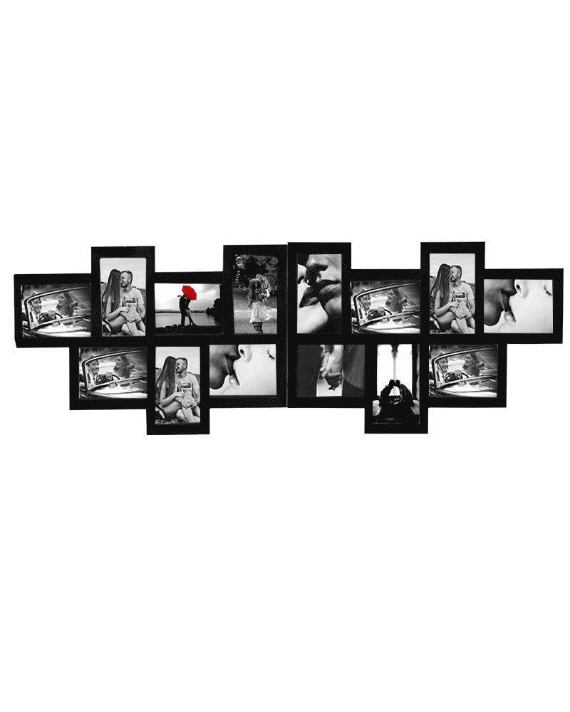 Mobili Rebecca Cadre Photo Collage 14 Photo 10x15 Noir Mdf 36x120x1,2 ...