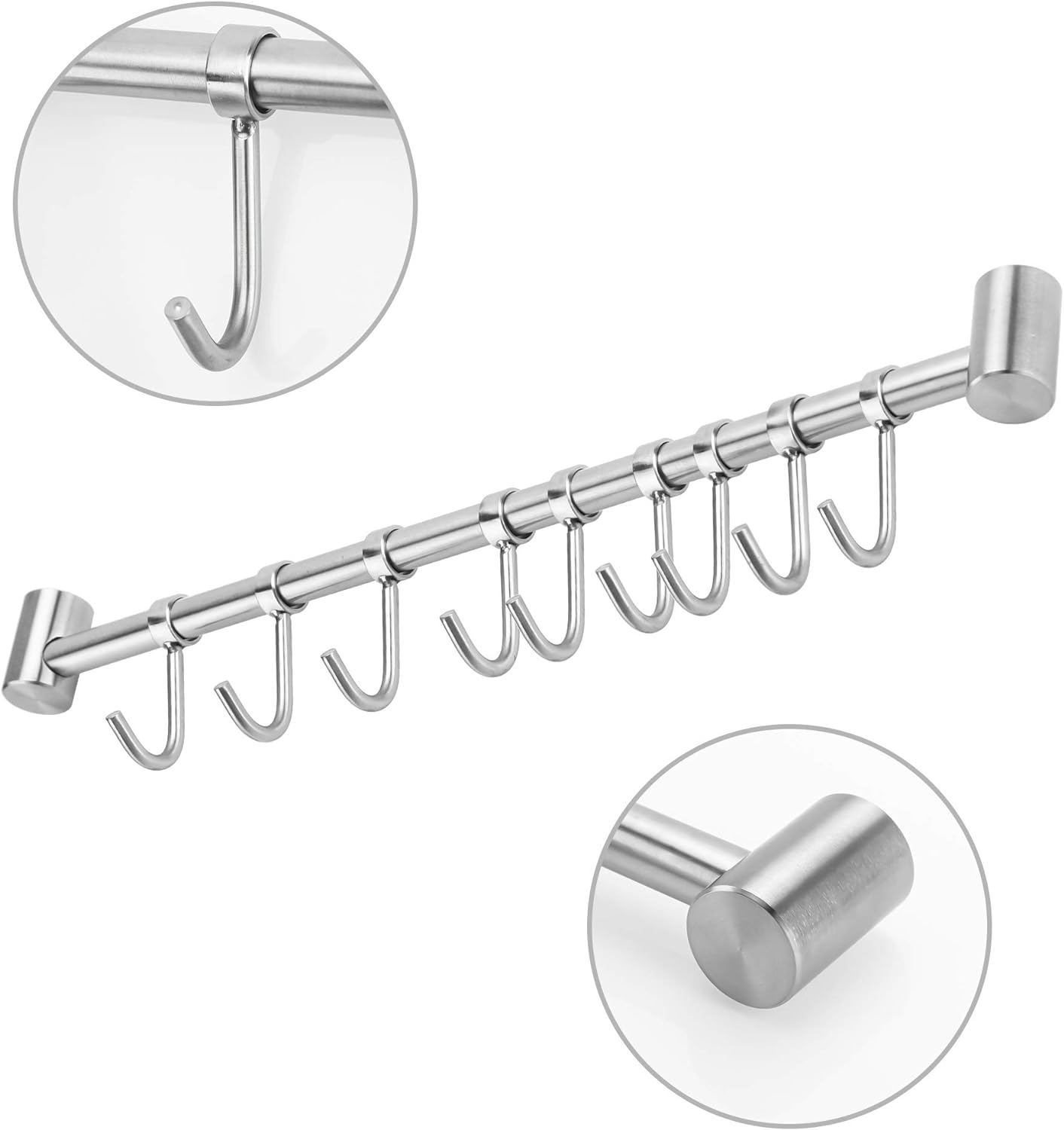 Barre de Suspension de Cuisine en Acier Inoxydable avec 9 Crochets ...