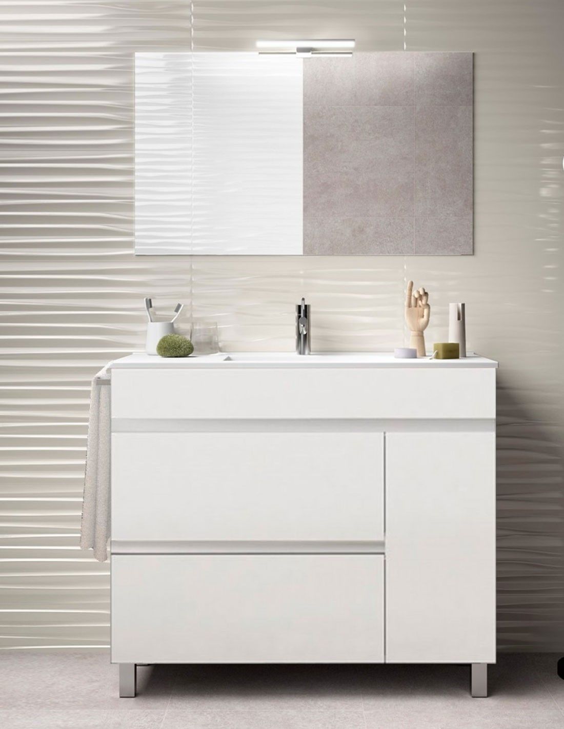 Mobile da bagno Caprera 2 cassetti e una porta include lavabo e ...