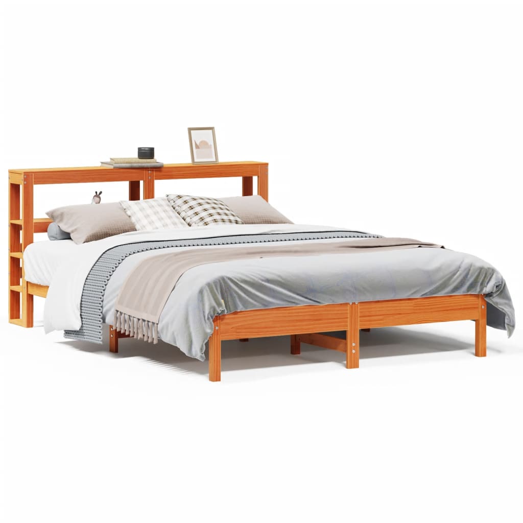 Lit Double | Lit Adulte | Cadre de lit sans matelas cire marron ...