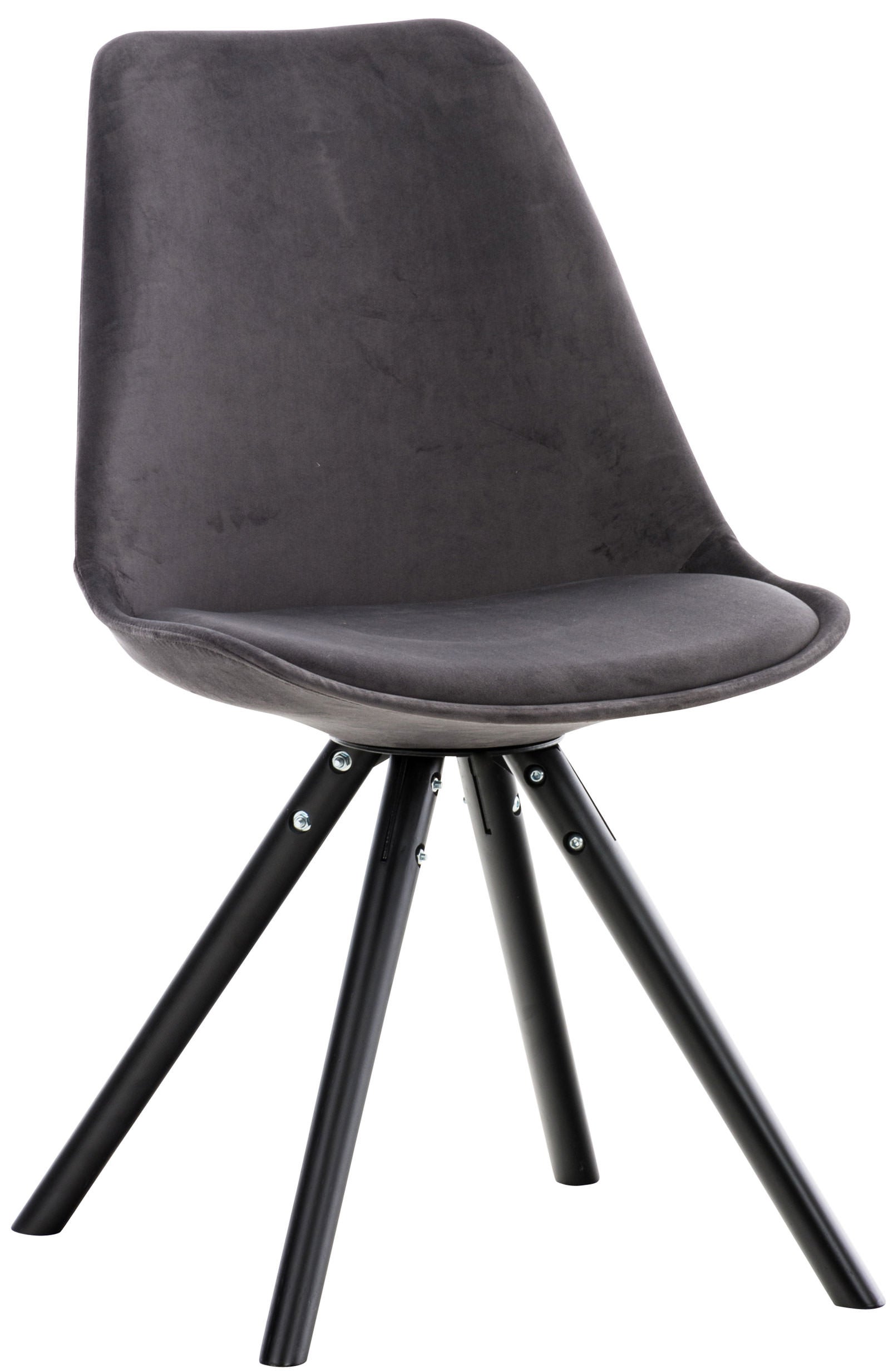Chaise ronde Pegleg en velours noir gris | Leroy Merlin
