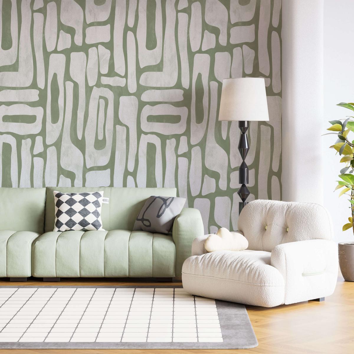 Papier peint panraomique et abstrait avec des formes organiques ...