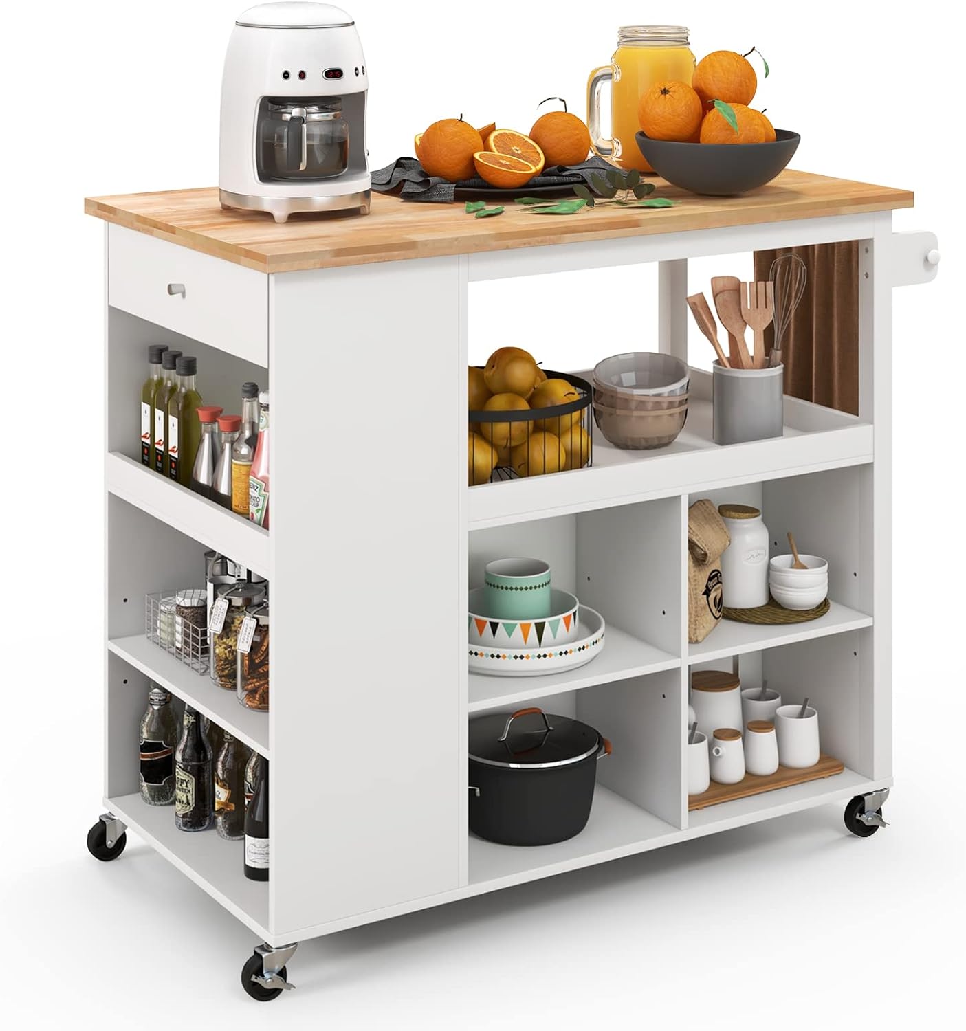 Carrito de cocina con ruedas, carrito de servicio con encimera ...