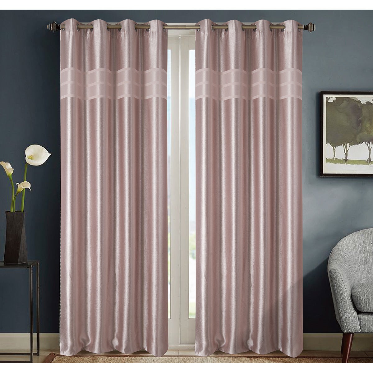 Paire de rideaux occultants style marbre - Rose Clair - 140x260 cm ...