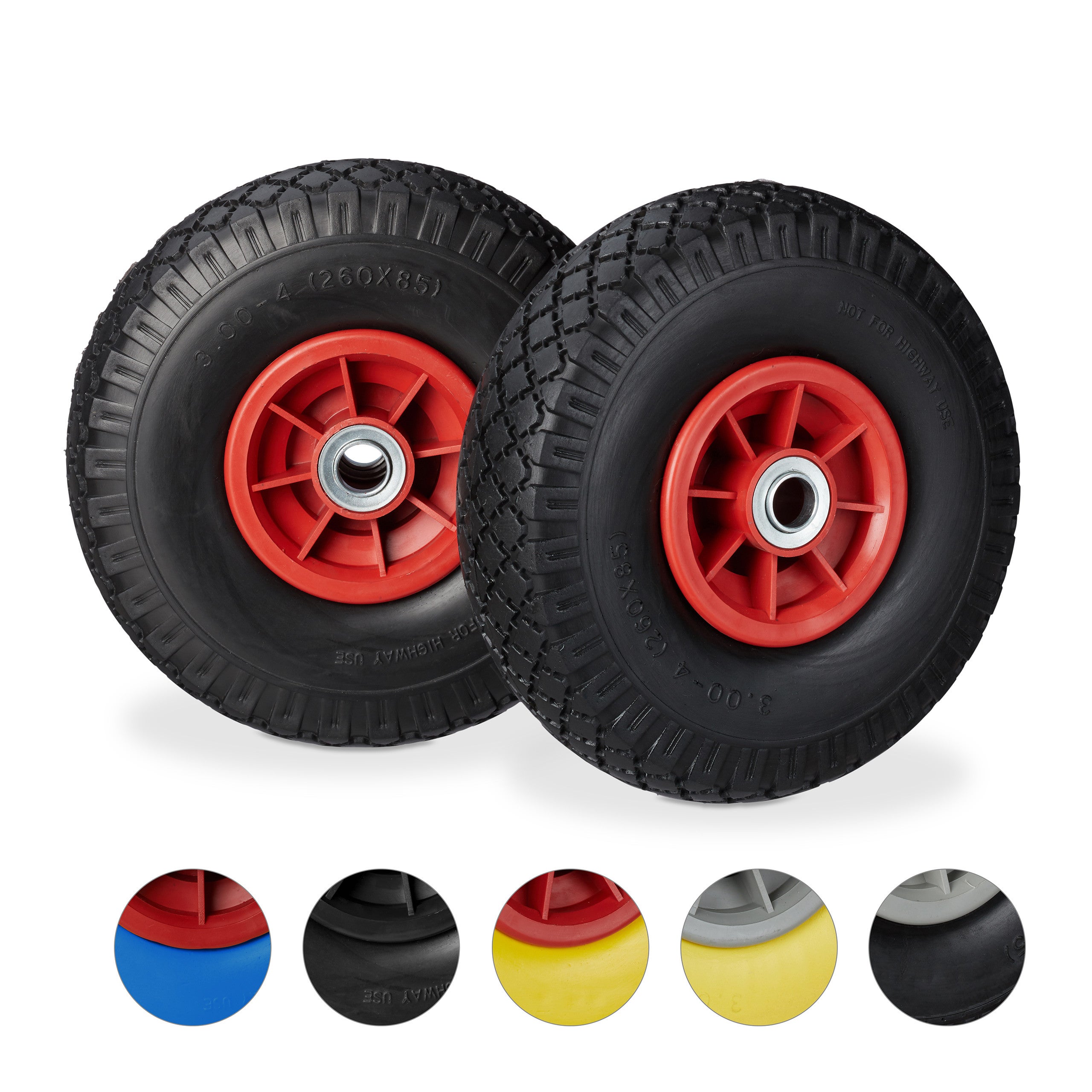 Roue de diable, 2x roue de brouette caoutchouc, 3.00-4", 260 x 85 mm ...