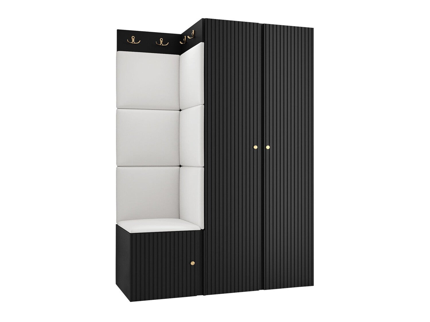 Conjunto de recibidor Hartford 387, 186x116x46cm, Blanco, Negro ...