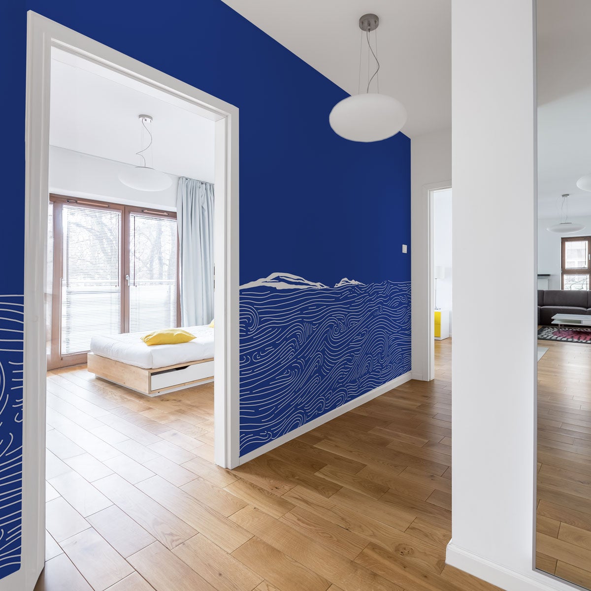 Carta da parati panoramica Grafica per paesaggi di montagna, Blu 300 x ...