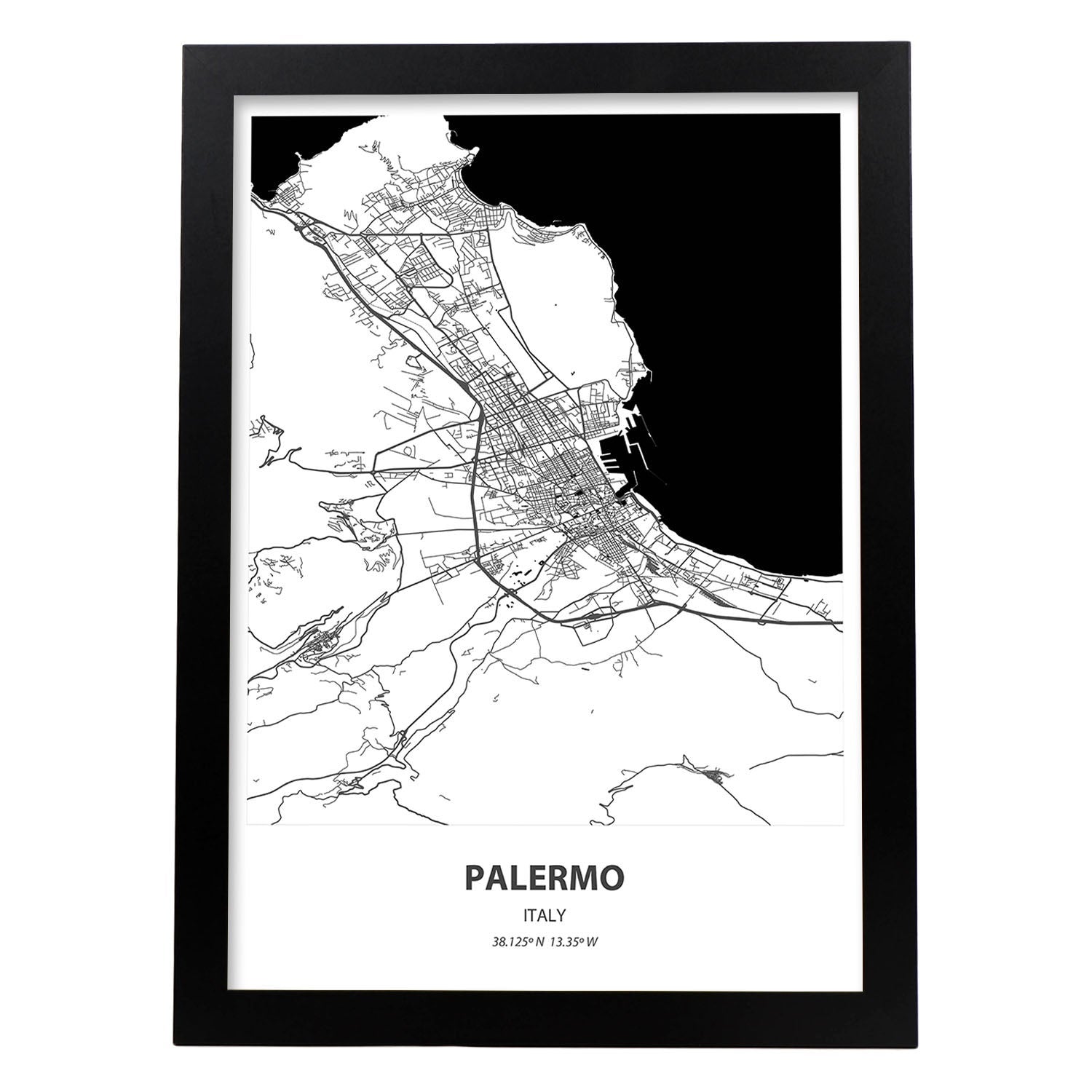 Poster Map Palermo - Italia. Fogli Di Cittã Dell'italia Con Mari E ...