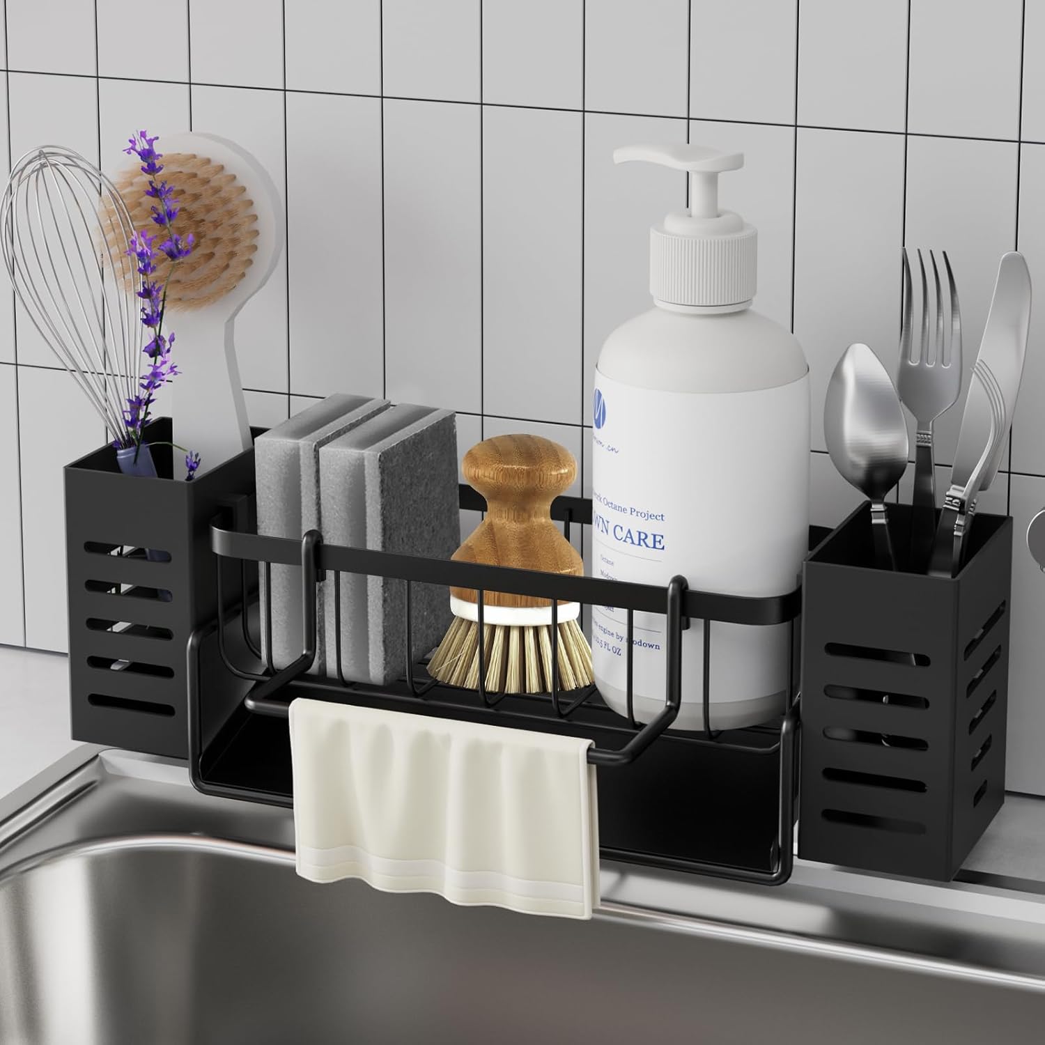 Organisateur Evier Cuisine,Porte Eponge Evier avec Bac de Vidange ...