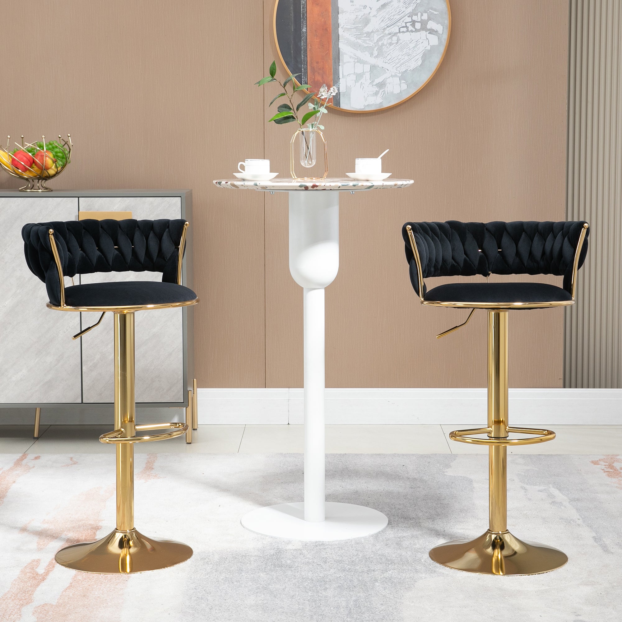 Lot de 2 tabourets de Bar pivotants et réglables avec repose-pieds ...