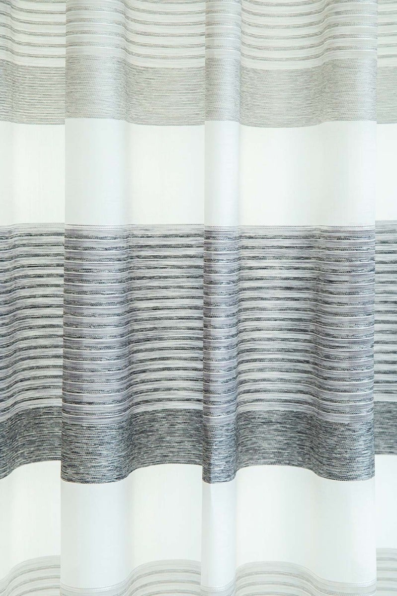 Rideau semi-transparent gris à rayures transversales 140x245 cm ...