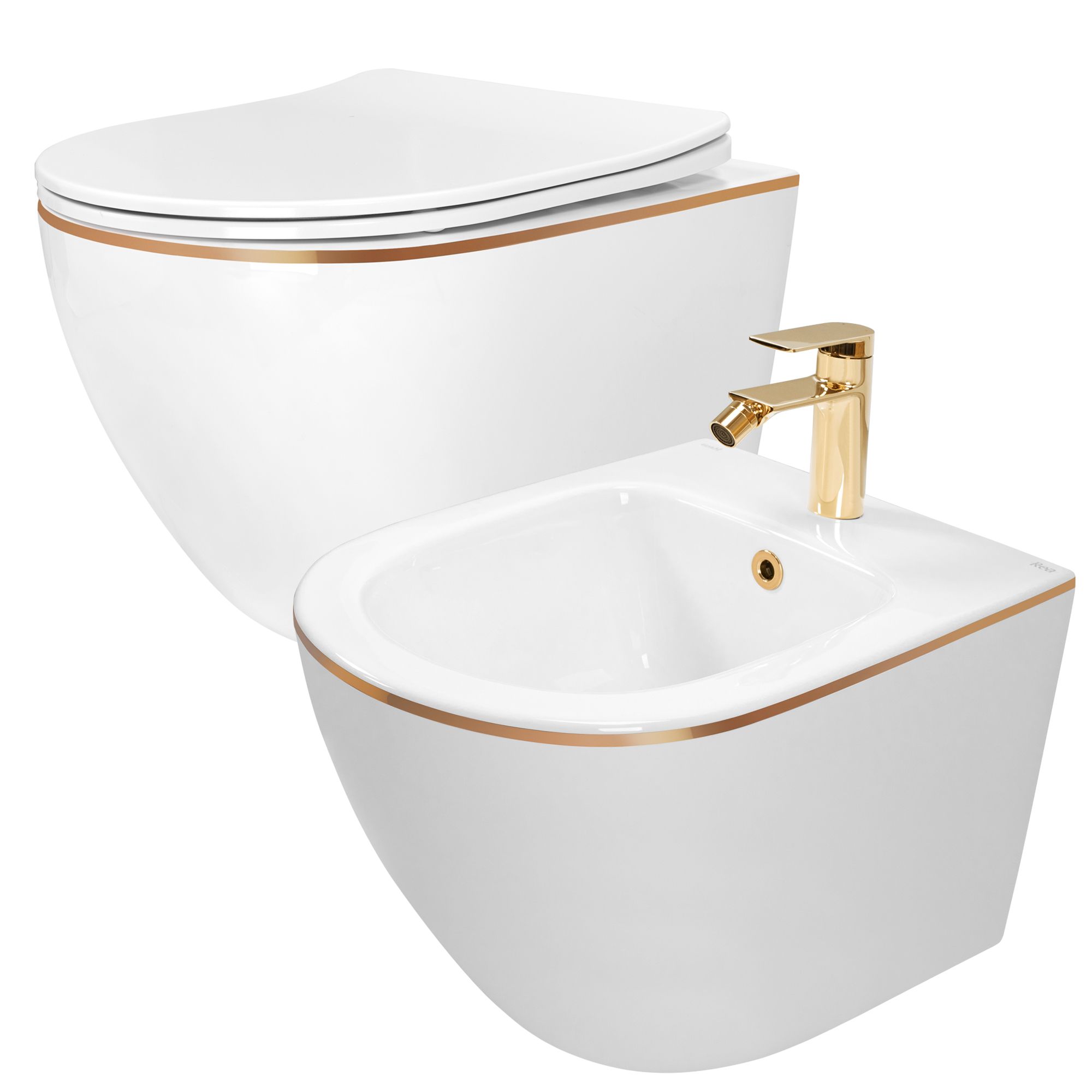 CUVETTE WC SUSPENDUE REA CARLO WHITE + BIDET 49X37X32,5CM | Leroy Merlin