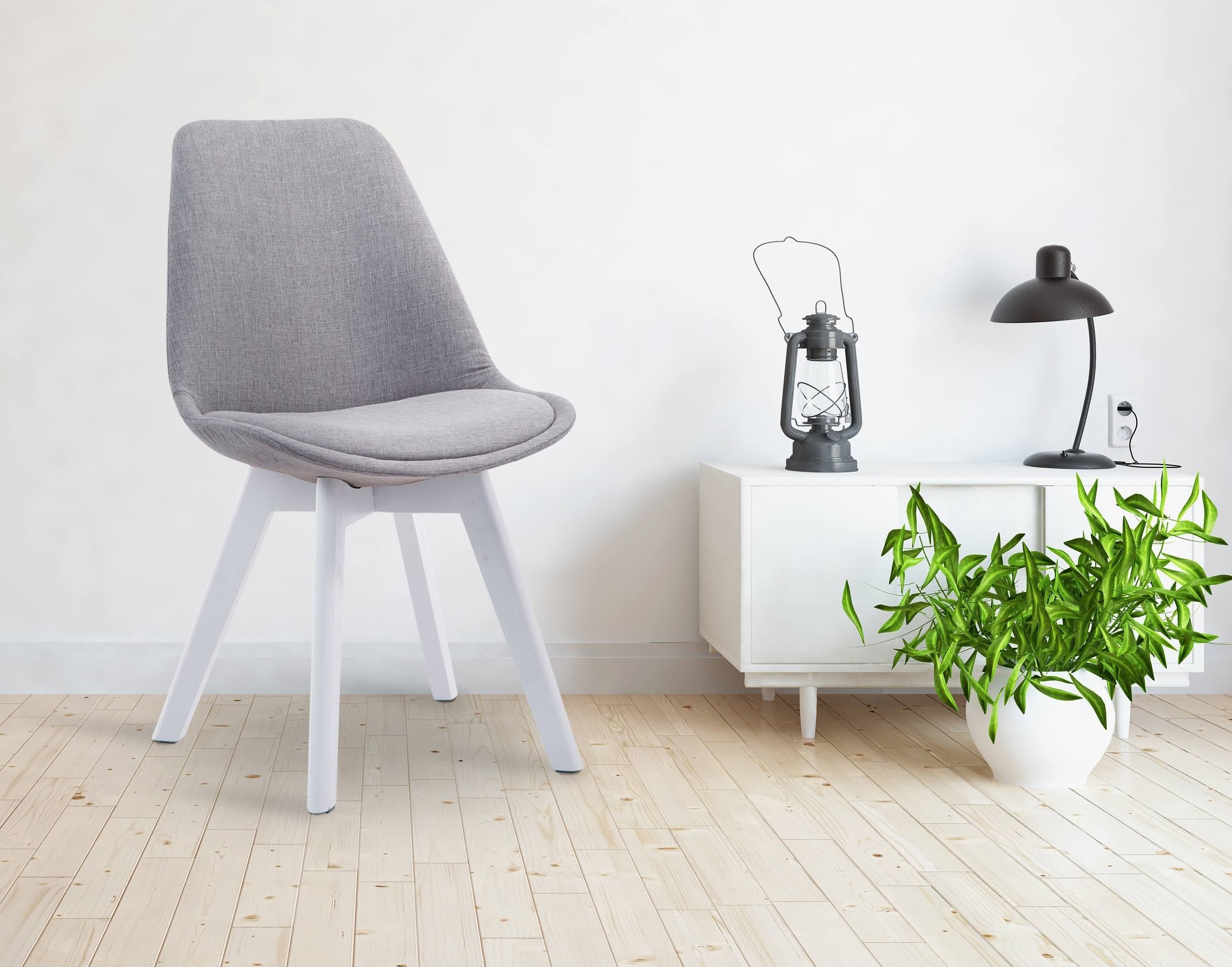 Silla de visita Borneo V2 tela gris blanco | Leroy Merlin