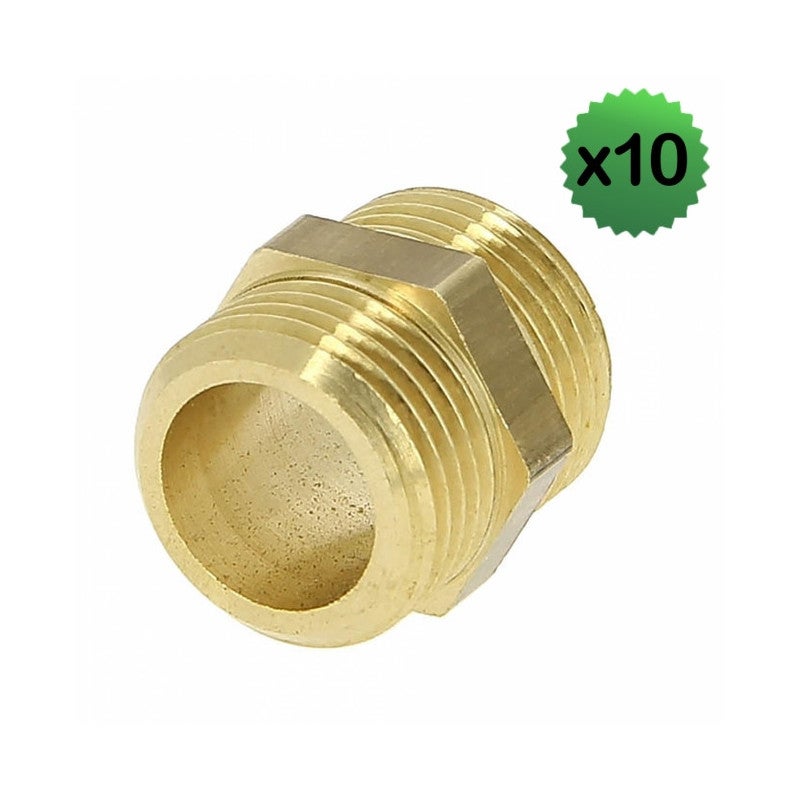Lot de 10 Mamelons laiton double mâle à visser pour tube cuivre | Leroy Merlin