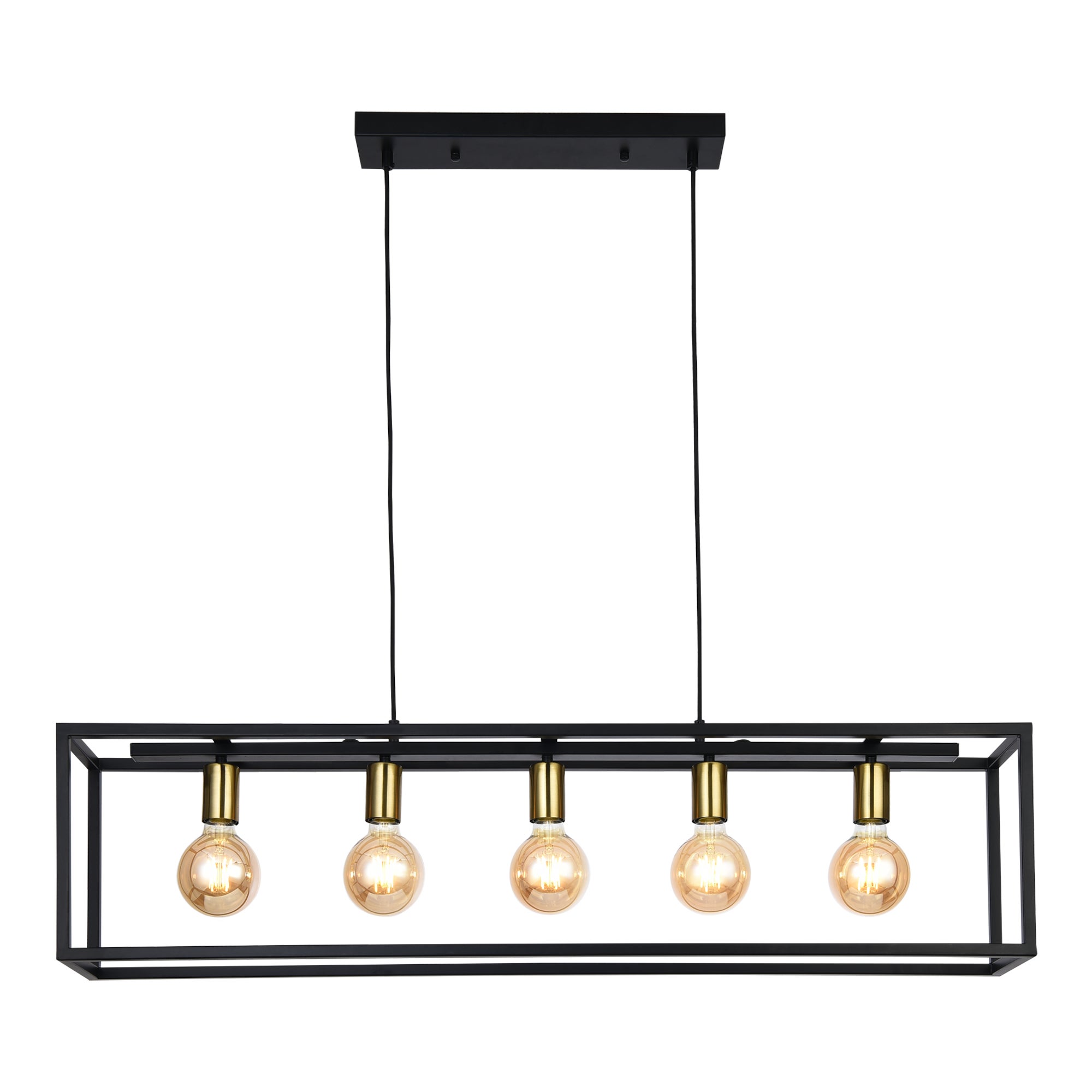 Suspension Rouen à hauteur réglable 5 x 27W noir laiton [lux.pro ...