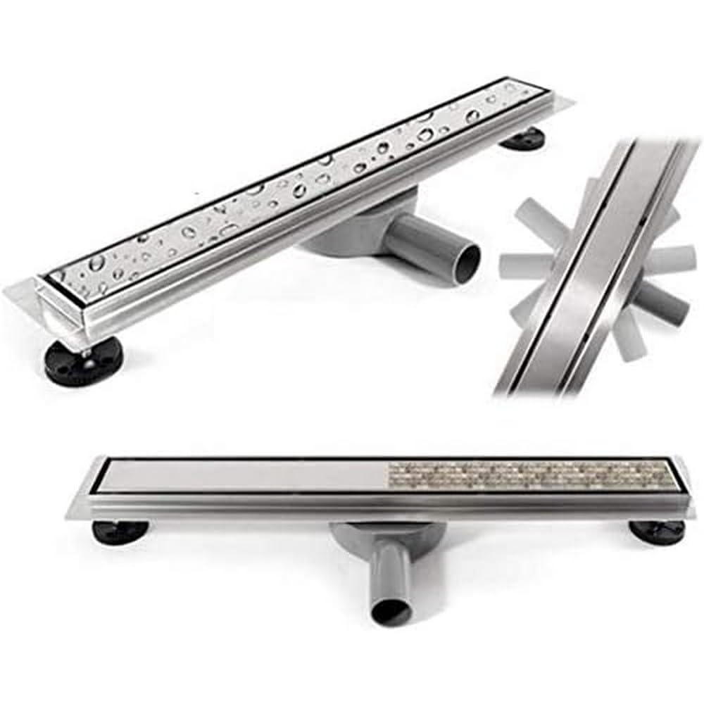 VBChome Canaletta di scarico a pavimento per doccia, doppio scarico, sifone autopulente con ...