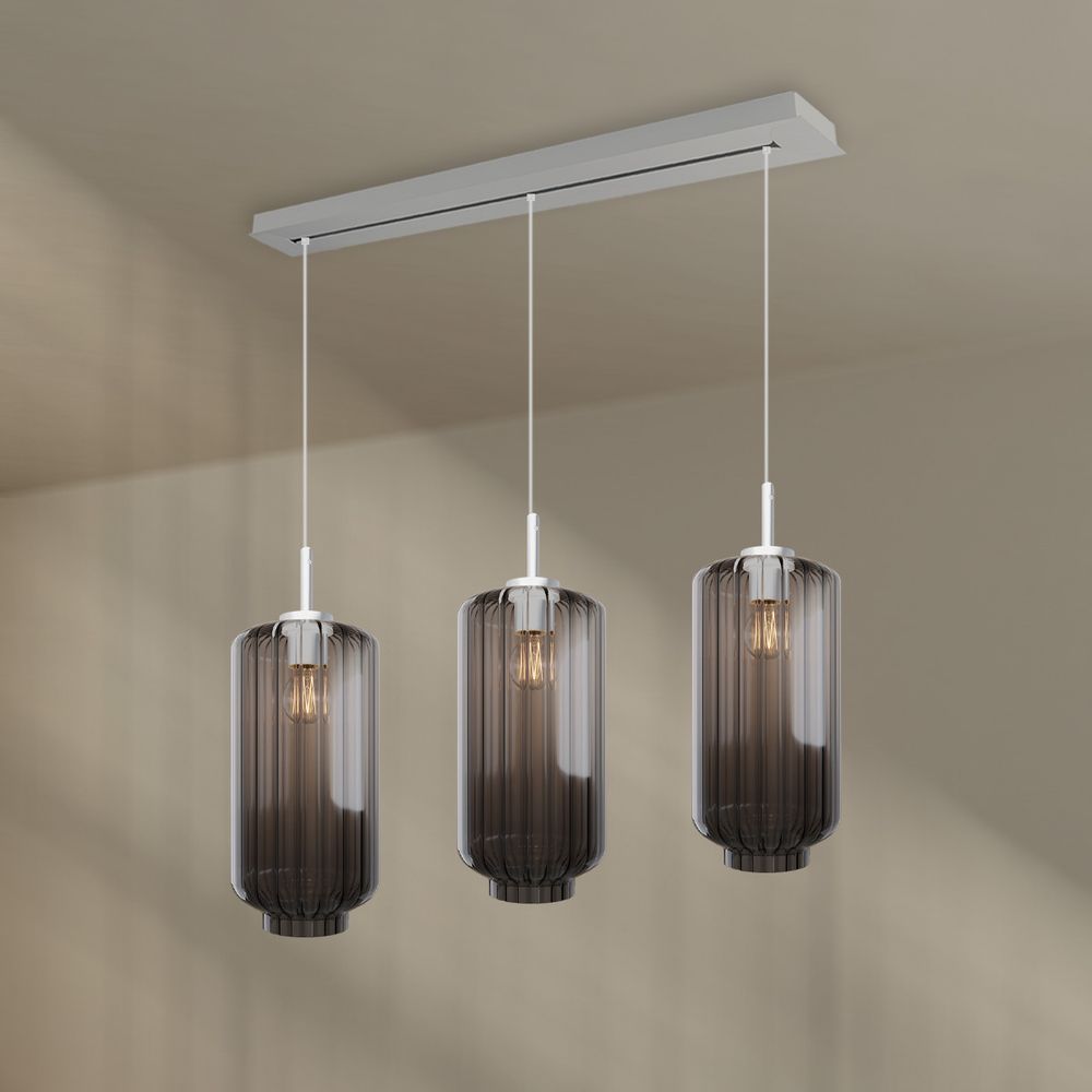 S.luce - Lámpara colgante de mesa de comedor Velo, 3 luces, 120 cm Ø 18 ...