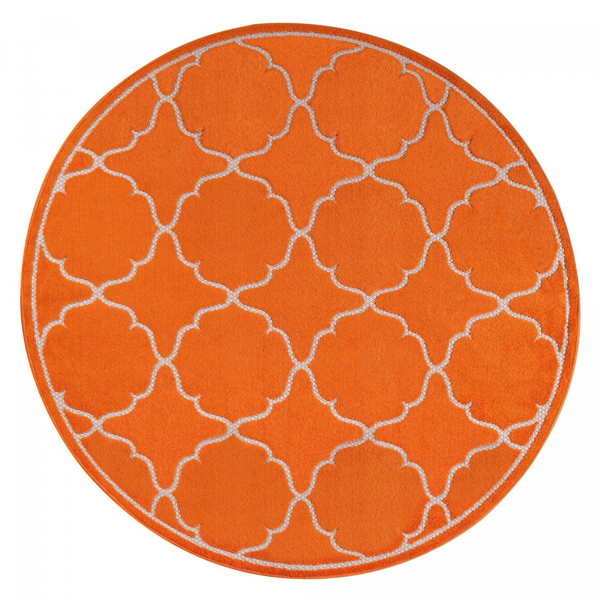 Tapis rond d'extérieur Ø200cm tissé kilim orange KUMA | Leroy Merlin