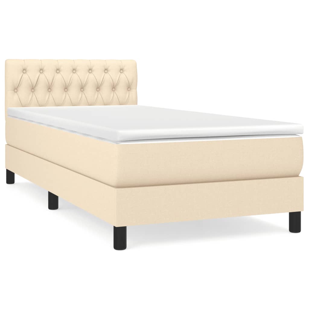 Lit simple | Lit Adulte | Lit à sommier tapissier avec matelas Crème ...