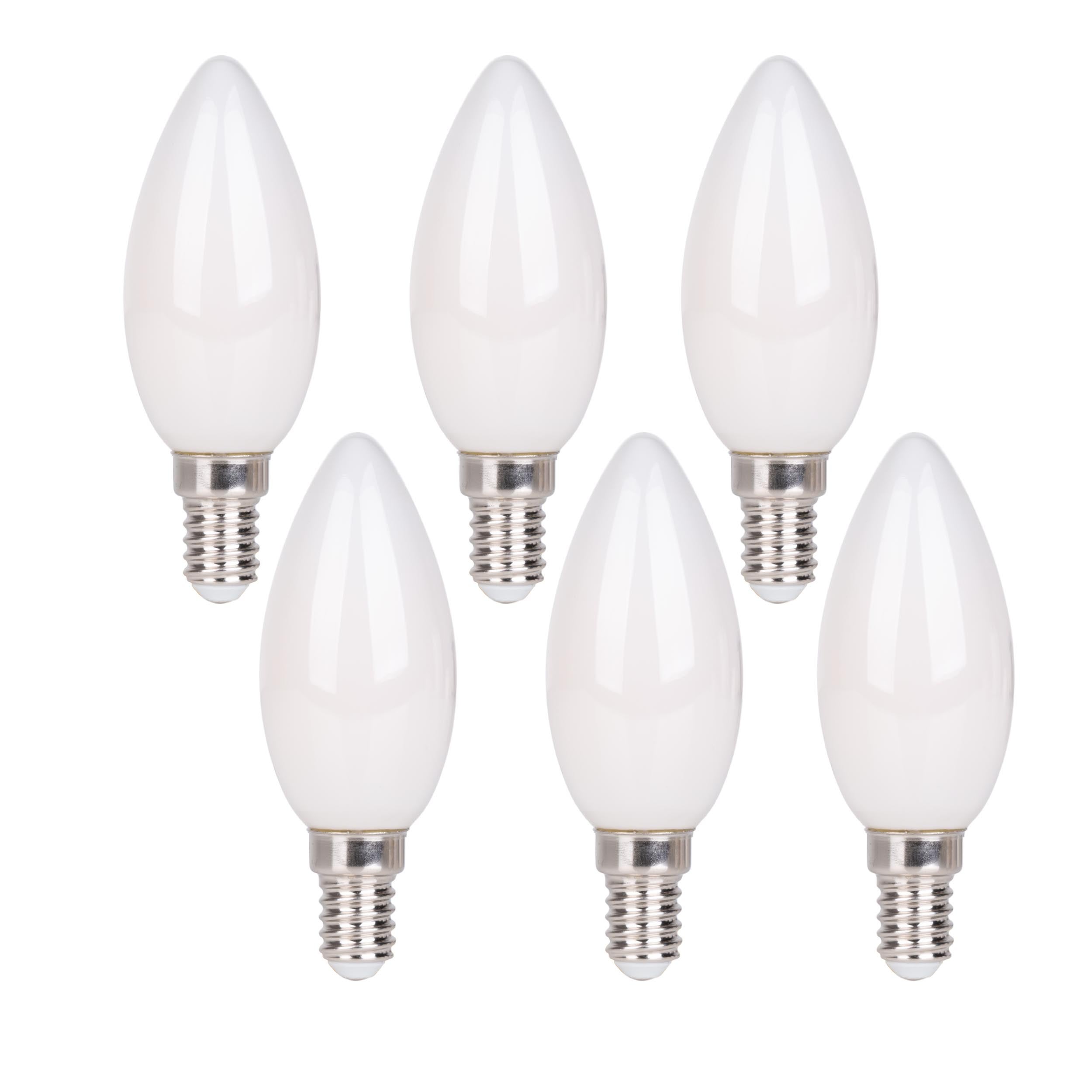 Lot de 6 ampoules LED avec douille E14, forme bougie 4 watts, en métal ...