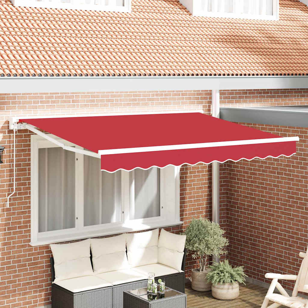 Auvent Rétractable Rouge 350 x 200 cm Polyester et métal | Leroy Merlin