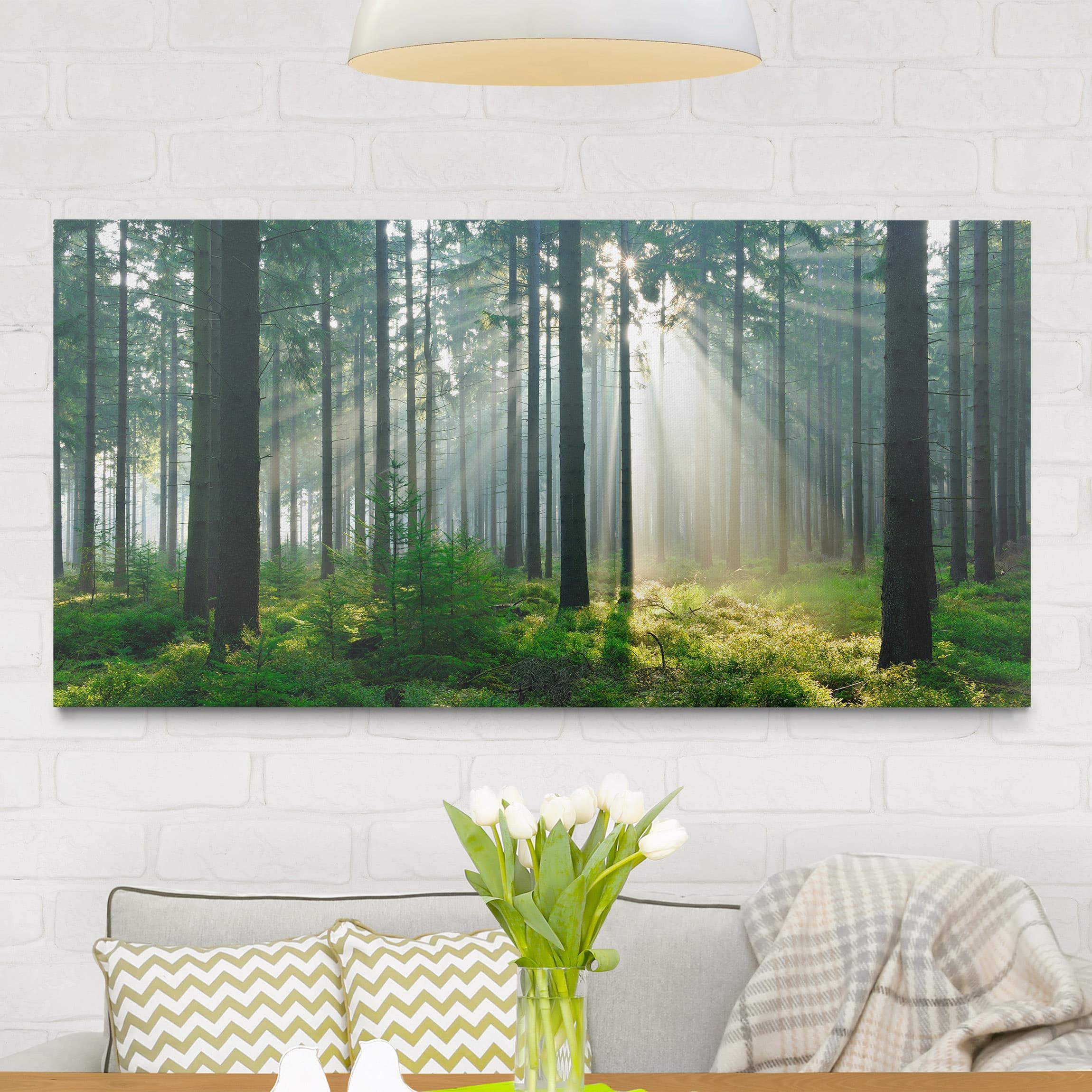 Impression sur toile tableau sur toile châssis vert paysage arbres ...