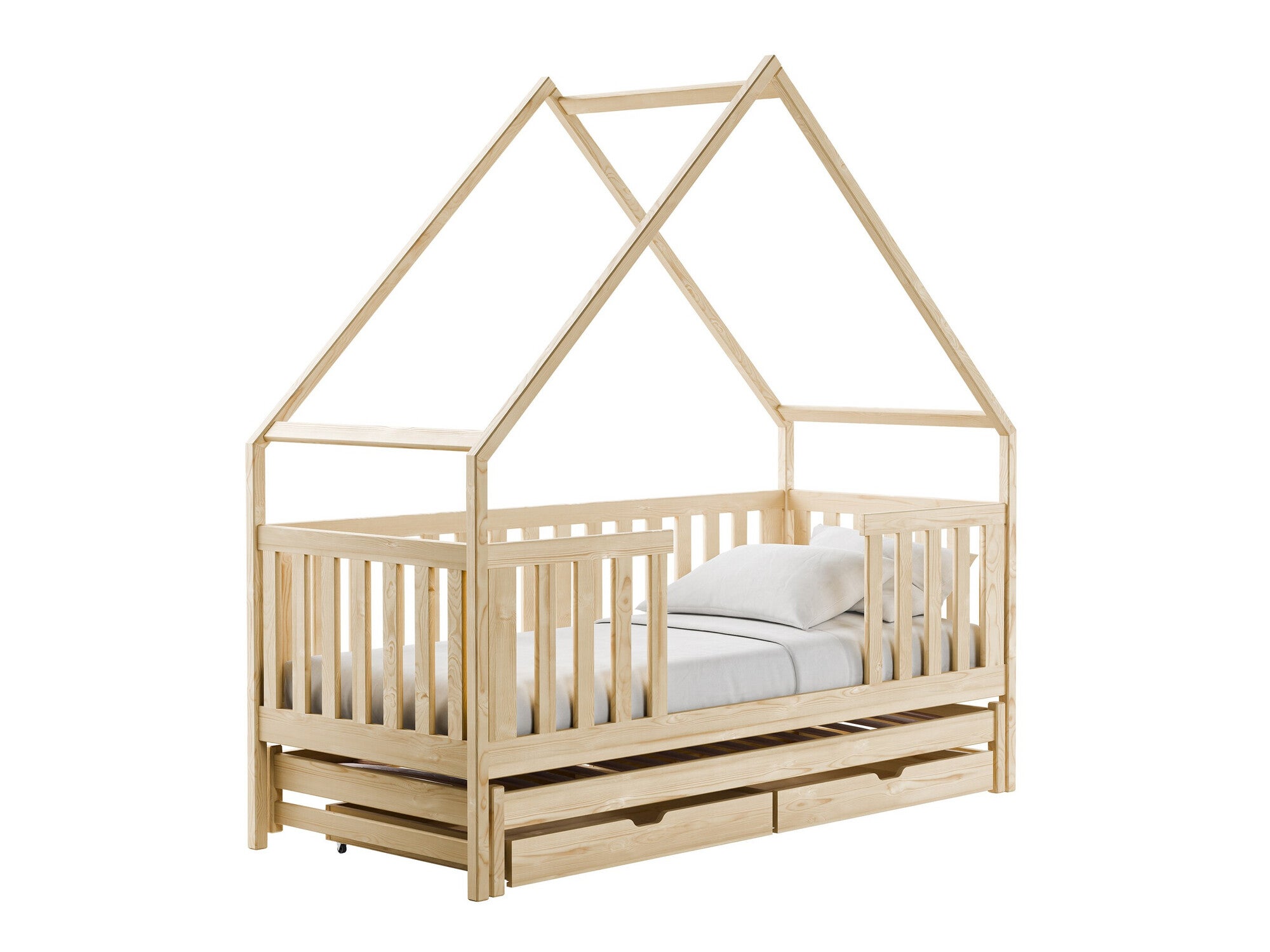 Lit Vista 115, Simple avec un lit gigogne supplémentaire, Brun clair ...