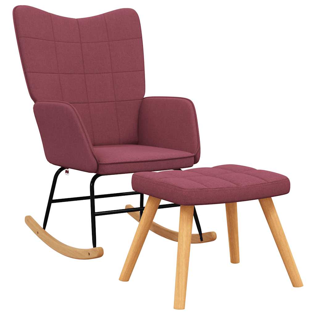 Silla mecedora con reposapiés tela rojo tinto - COMFORTXL | Leroy Merlin