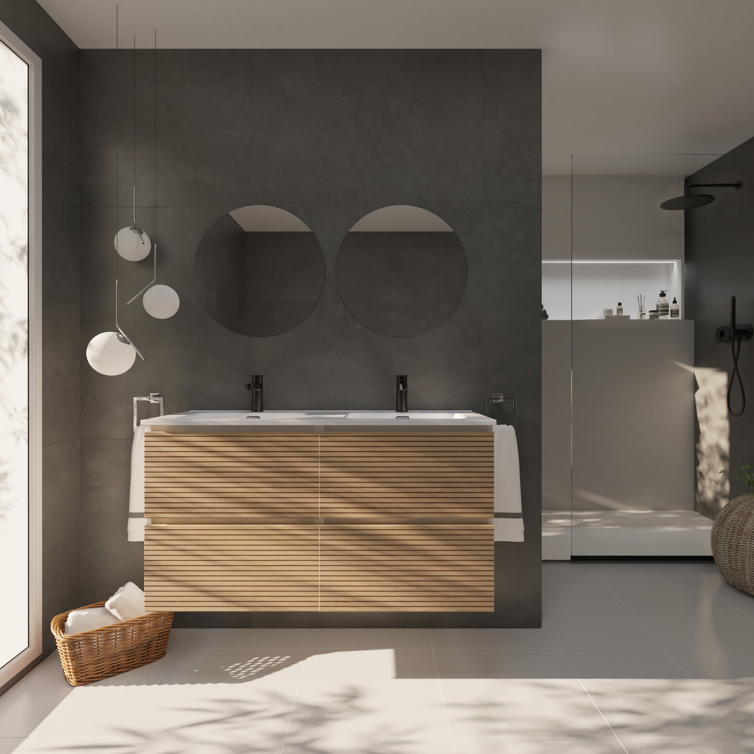 ENSEMBLE SALLE DE BAIN YINU | 140 CM BLANC - SOLOMON | 4 TIROIRS ...