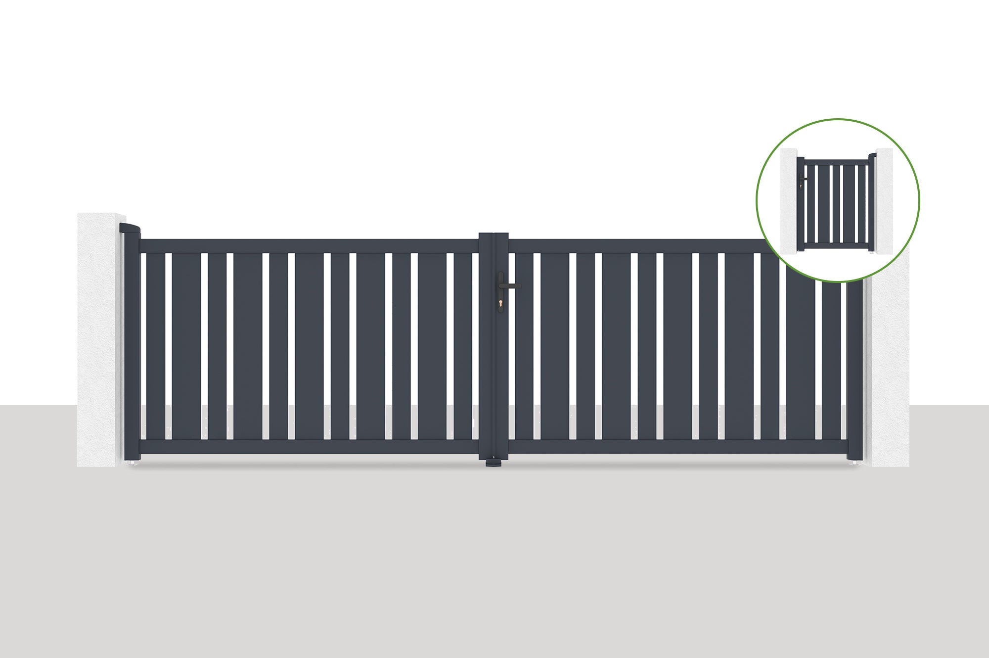 Portail battant 4x1,2m VEYMONT + Portillon 1m VEYMONT H.120cm gris ...