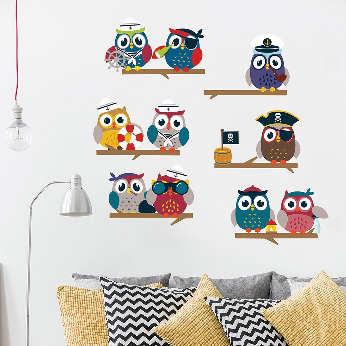 Stickers Muraux décoration adhésifs hiboux pirates sur branches | Leroy ...