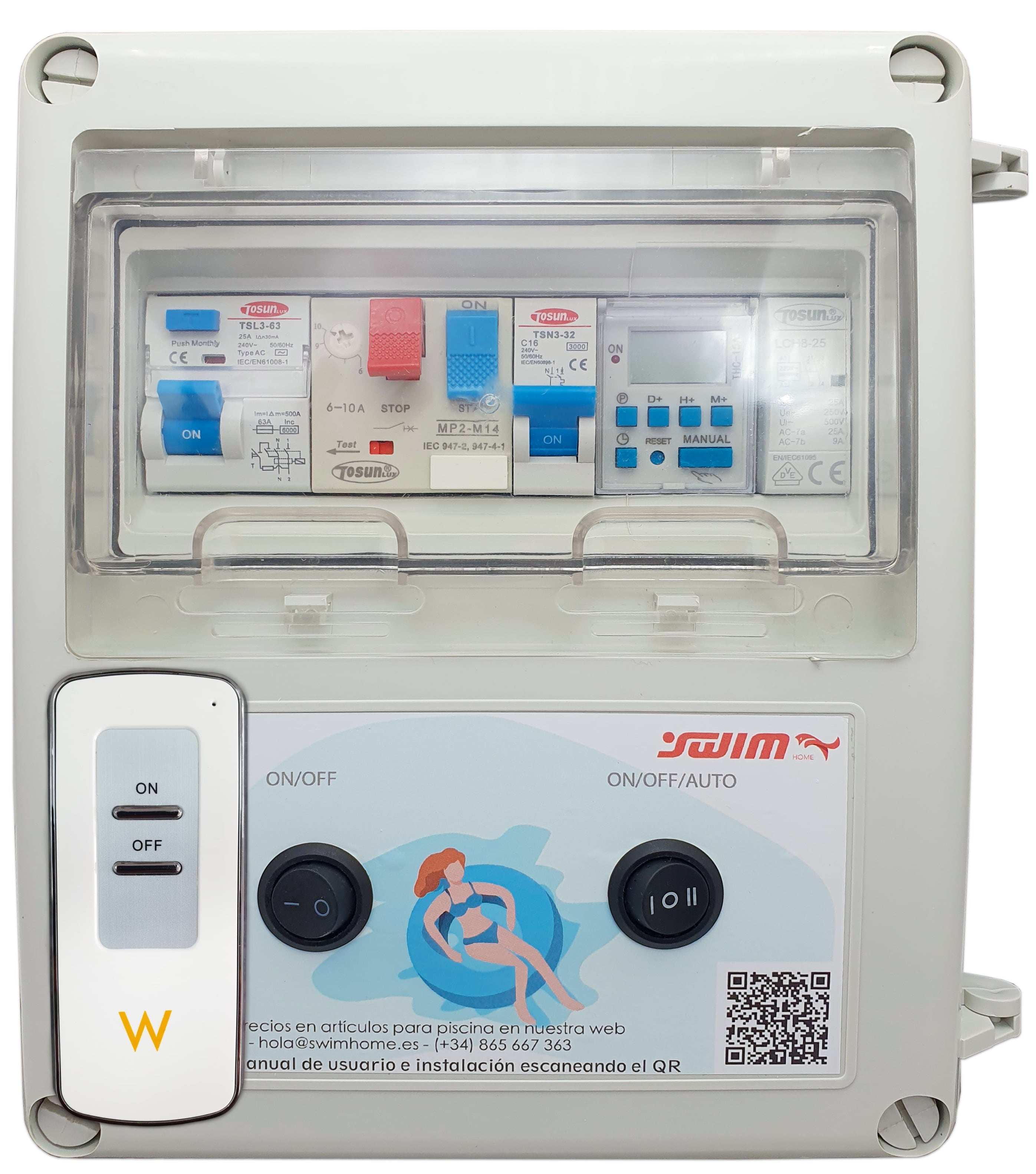 Cuadro Eléctrico para Piscina | IP65 | Con Control Remoto | Contactor para Motor y Guardamotor ...