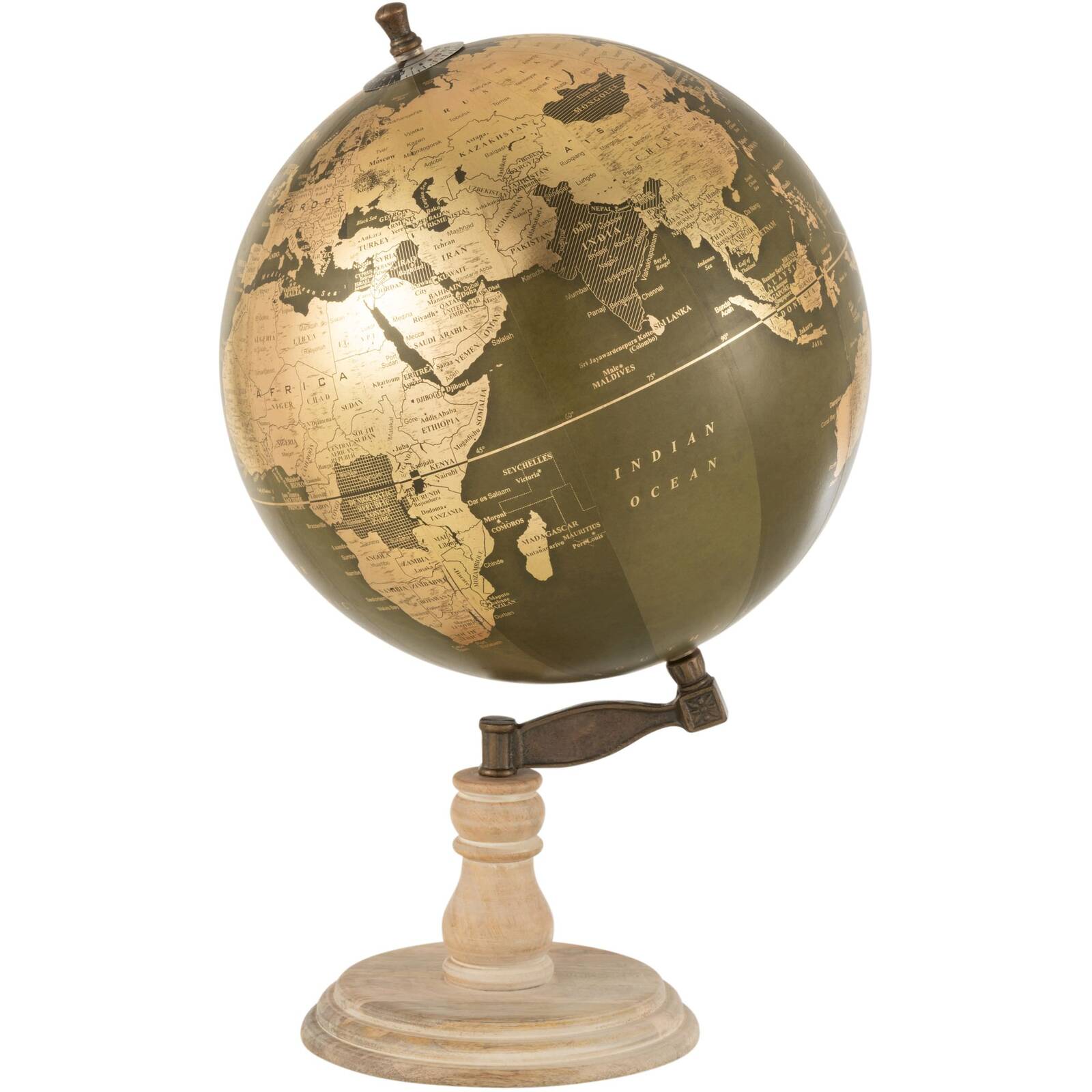 Globe terrestre Nelson 30 x 30 x 50 cm Vert bronze, doré, beige | Leroy ...