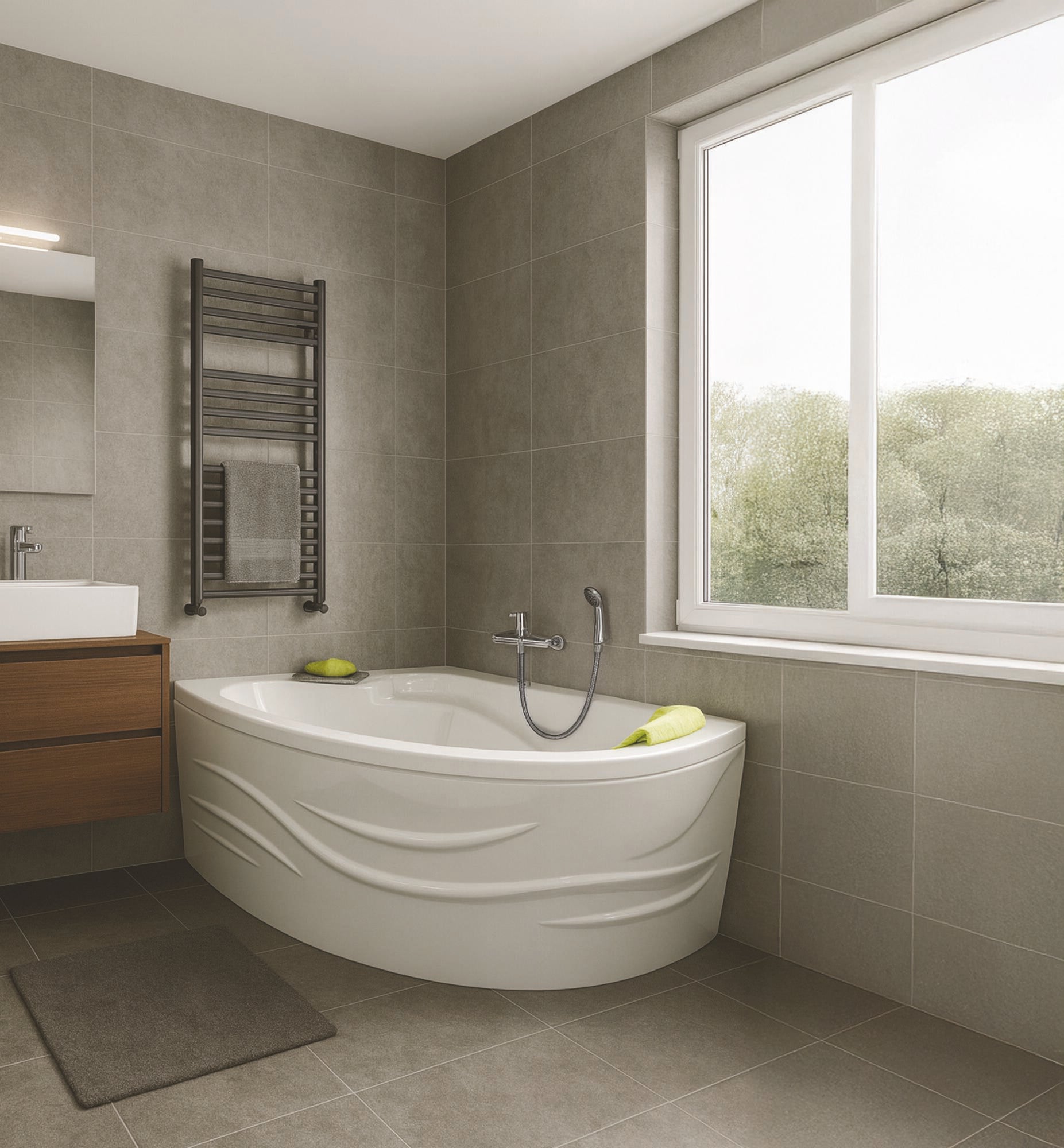 ONDEE ZEN - Kit Baignoire angle gauche 160x90 et tablier motif vague - abs et acryl 3mm - blanc ...