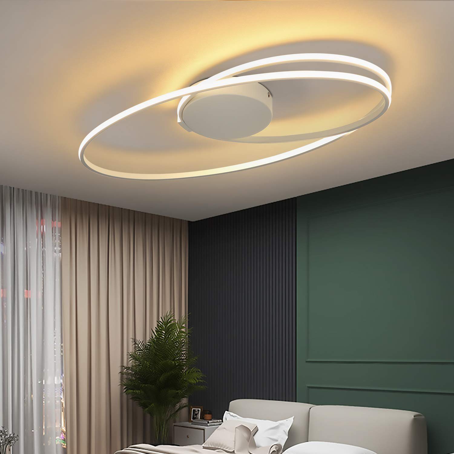 ZMH LED Plafoniera Soggiorno Moderno Bianco Anello Design 36W ...