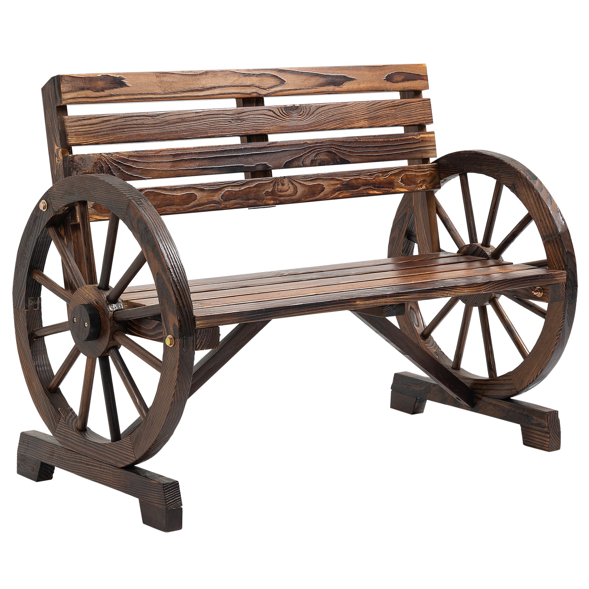 Banc de jardin 2 places - Accoudoirs en forme de roues de charrette ...