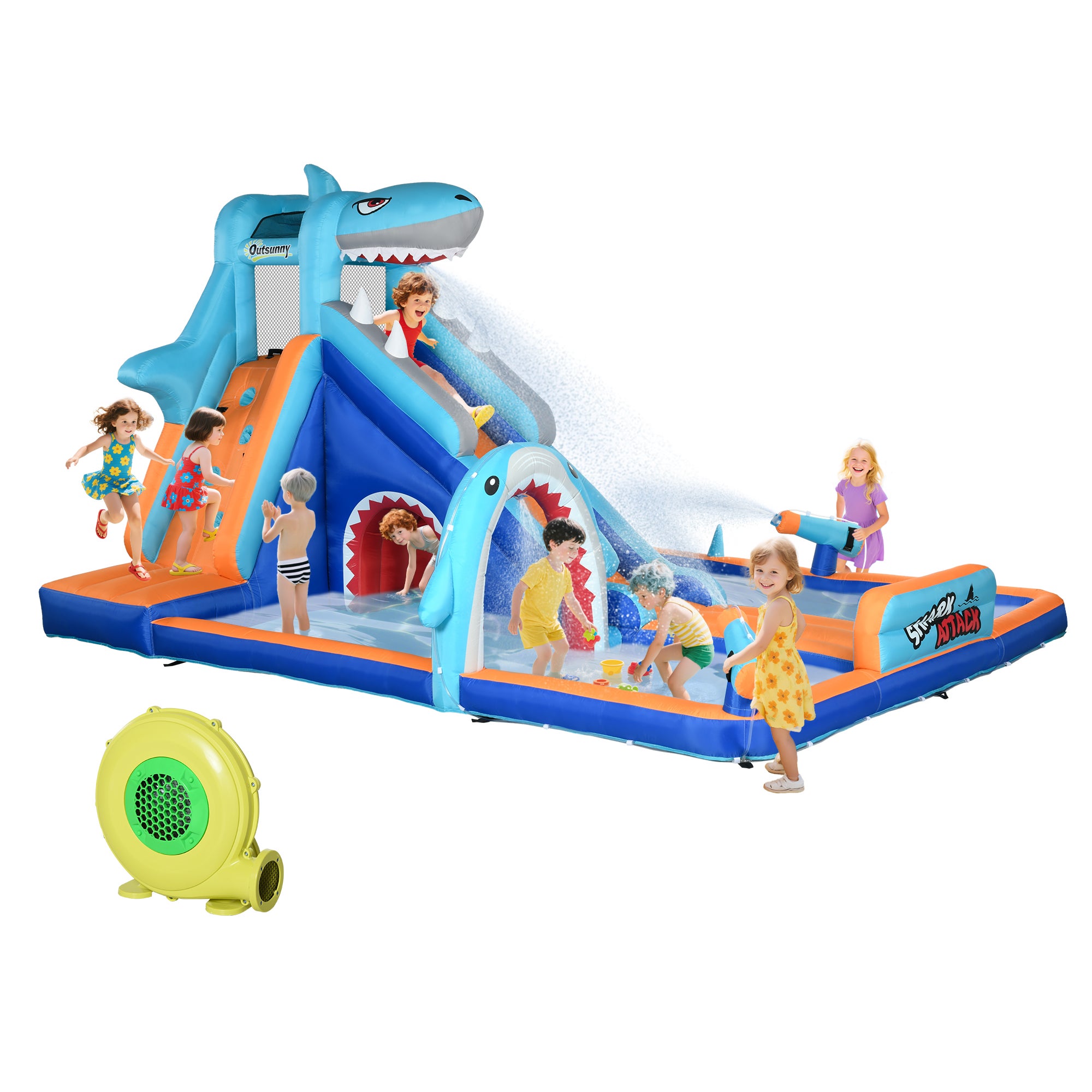 Para niños de 3 a 8 años con bomba, tobogán, piscina y rocódromo ...