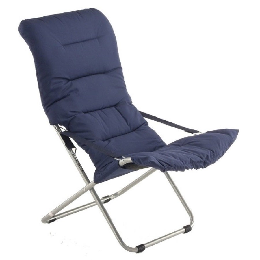 Transat Fiam Soft, structure en acier argenté, couette bleu foncé 127S ...