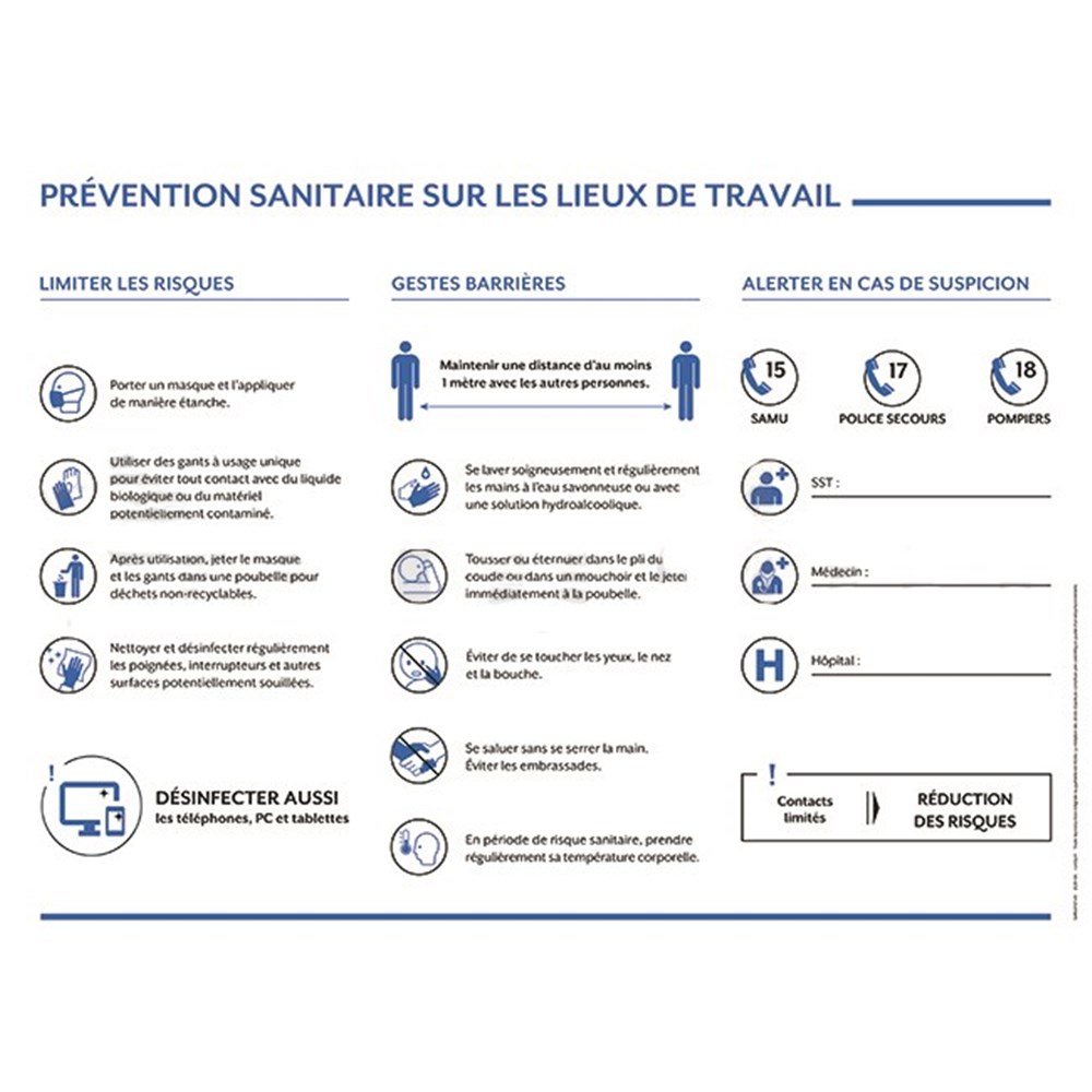 Panneau de prévention sanitaire - COVID / Marque : Mondial Extincteur ...