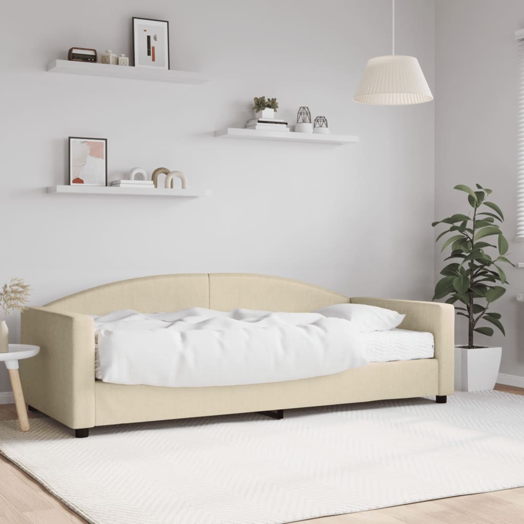 Maison Exclusive - Lit de jour avec matelas crème 90x200 cm tissu ...