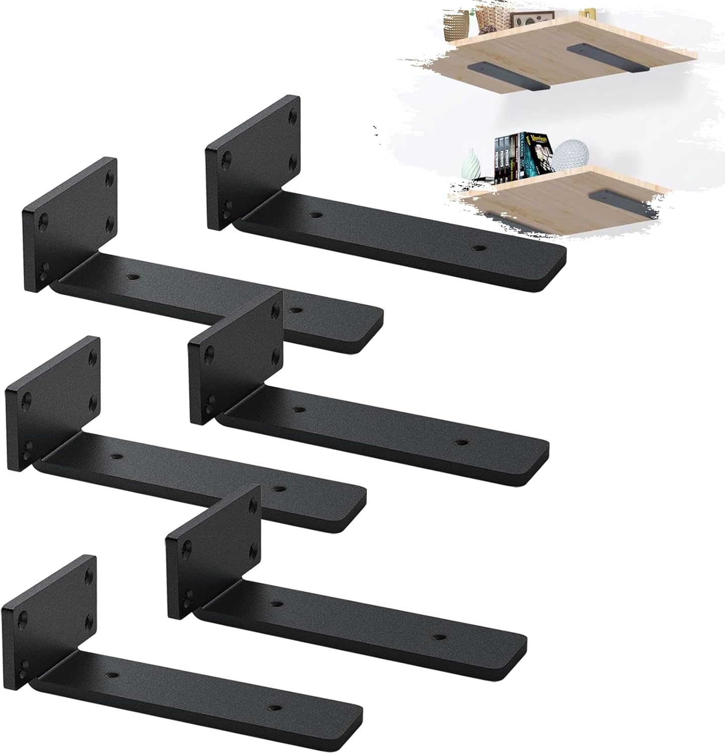 Ensemble de 6 supports d'étagère murale, support industriel, support ...