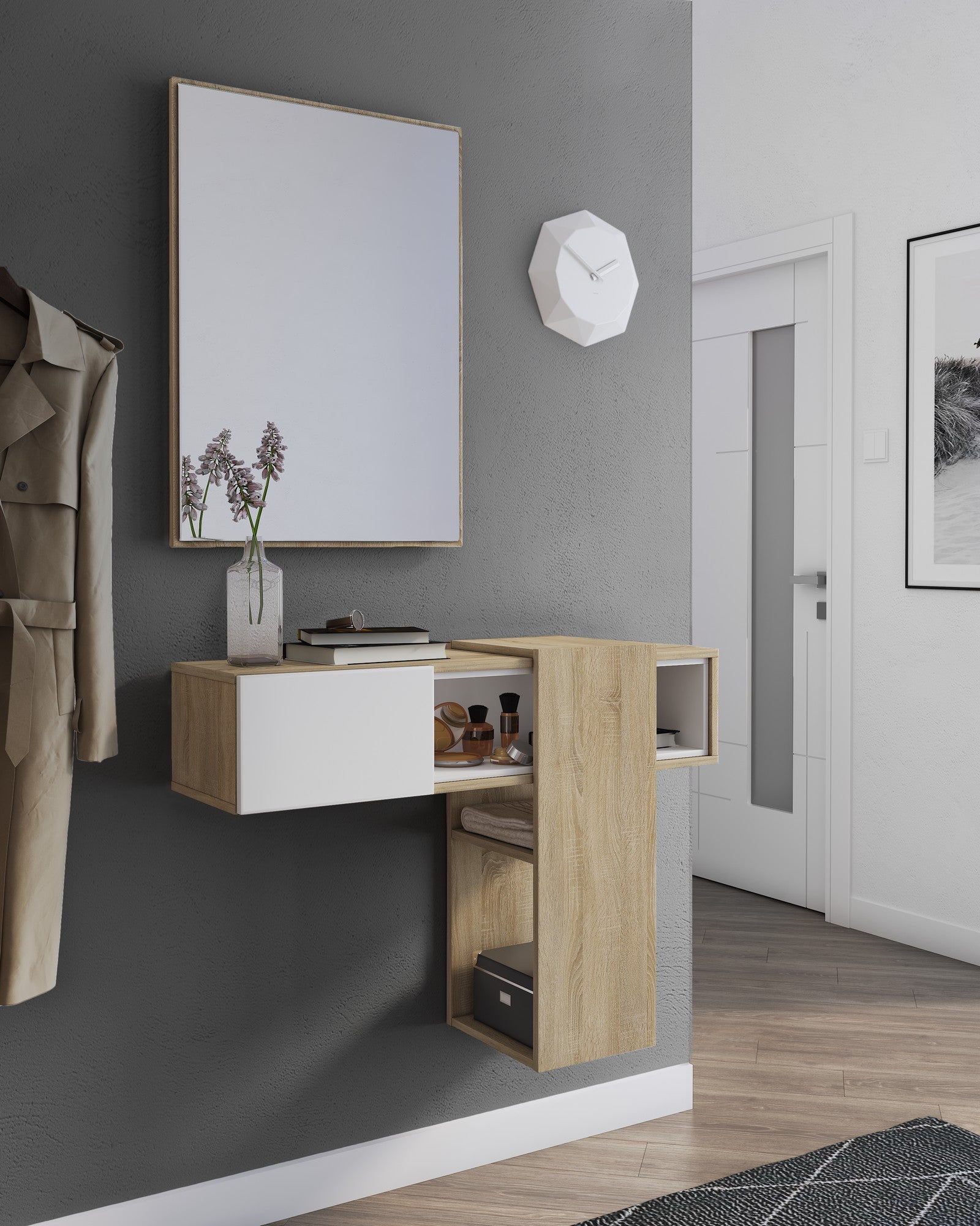 Meuble d'entrée Baffin, Crochet d'entrée, Composition pour l'atrium ...