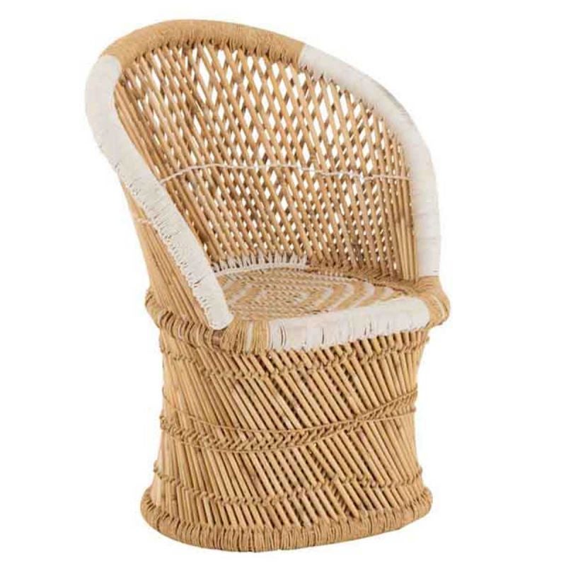 Sillón Zephir con respaldo de bambú blanco natural L 66,5 cm | Leroy Merlin
