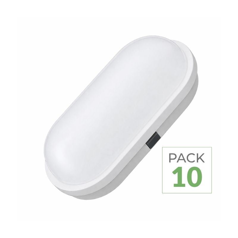 Pack de 10 - Applique LED Murale 20W Blanche Ovale IP65 - Blanc Froid ...