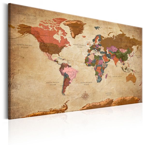 Tableau Cartes du monde World Map: Brown Elegance 90x60 cm | Leroy Merlin