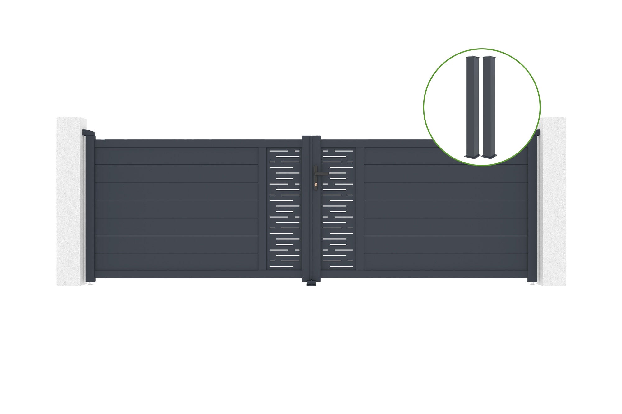 Portail battant 4m ARLBERG H.120cm alu + 2 poteaux EIFEL 15x15cm H ...