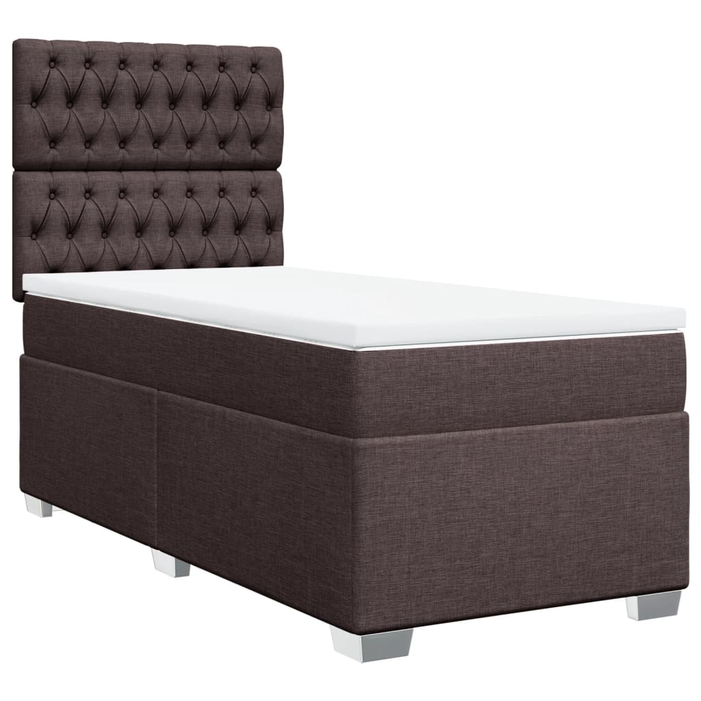 Cama box spring con colchón tela marrón oscuro 90x200 cm | Leroy Merlin