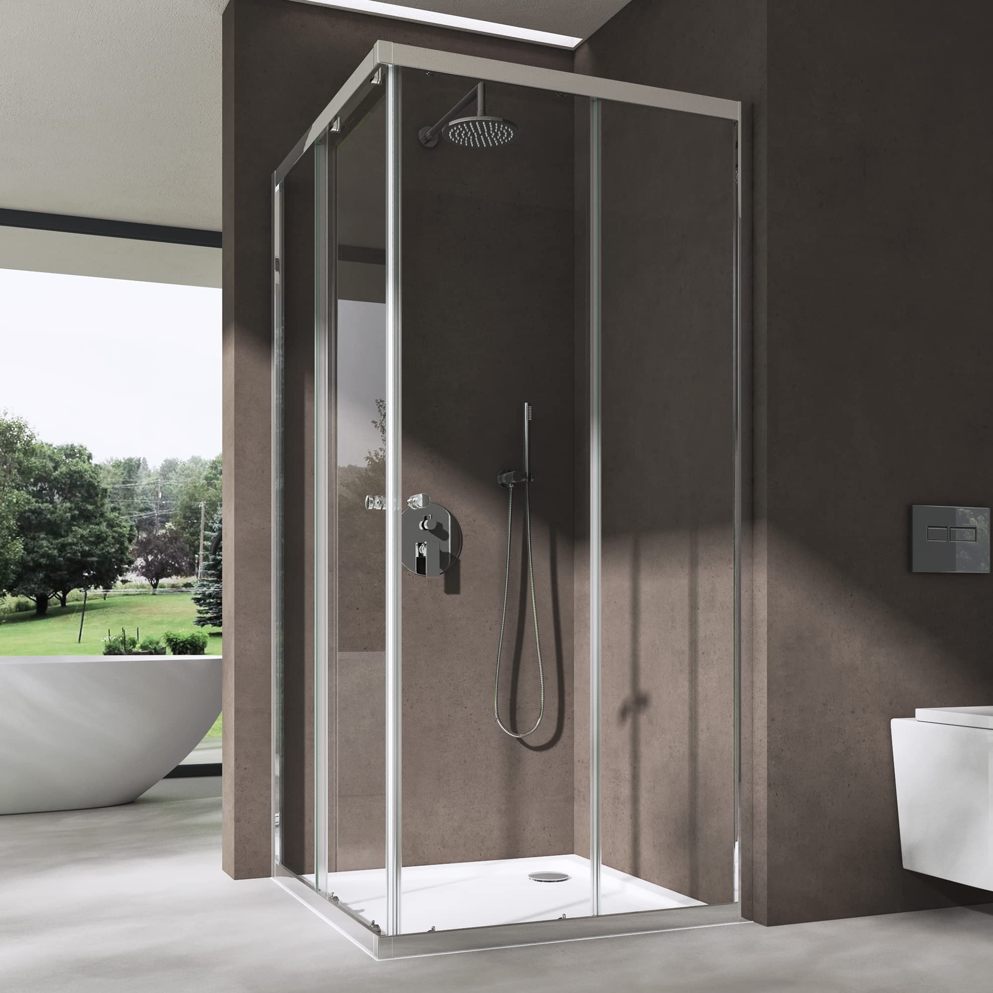 Doporro Cabine de Douche en Angle Transparent 70x70cm Paroi de Douche ...
