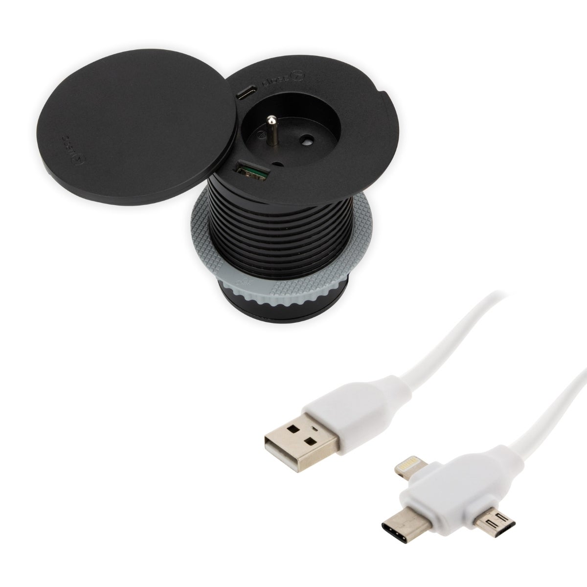 Prise encastrable 16A et câble USB universel 3 sorties OFFERT ...