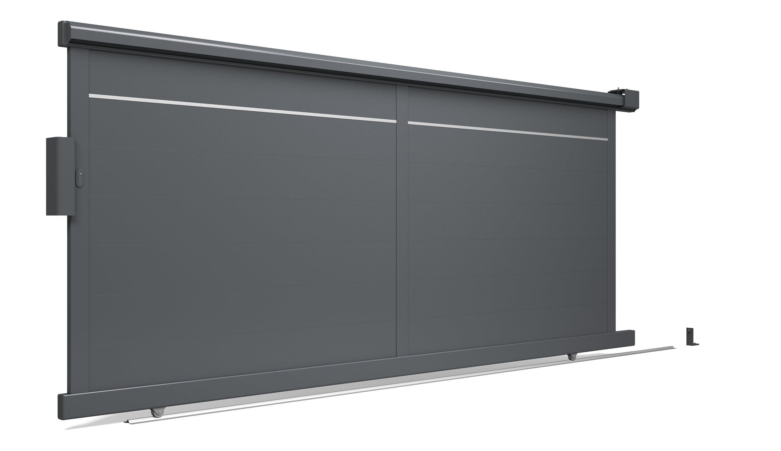 Portail aluminiumm "EVORA" coulissant 1 vantail 160 x 350 cm - gris ...